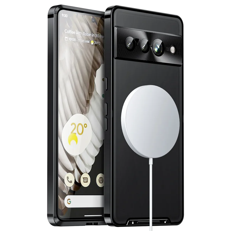 Metal Frame Magnetic Case For Google Pixel 7 Pro Case embedded Camera ...
