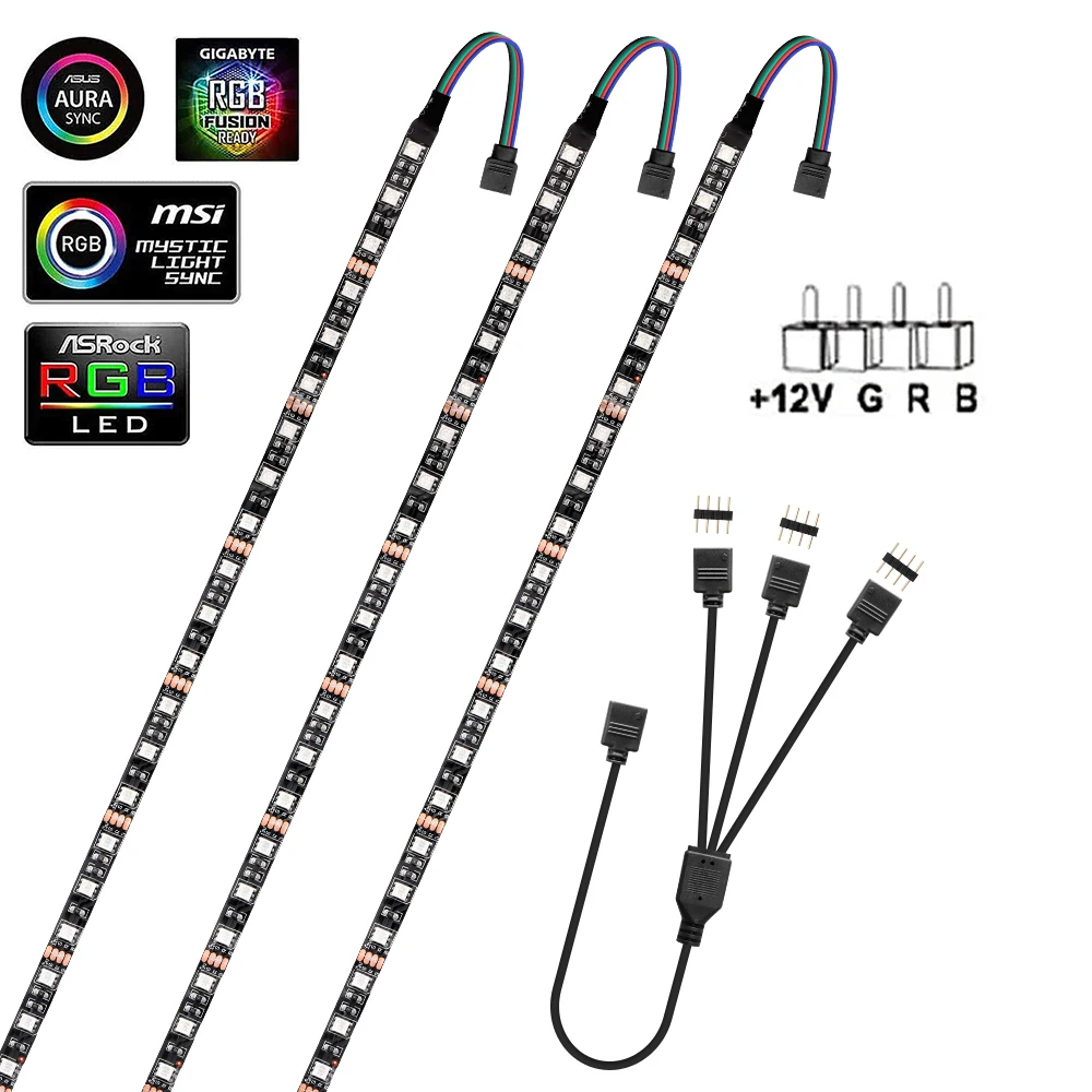 PC 게이머용 RGB LED 스트립 라이트, Aura Sync MSI 미스틱 라이트 마더보드 제어용, 5050 RGB 스트립 ...