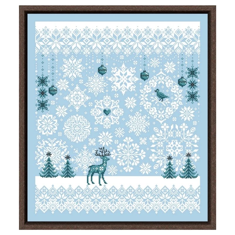 Falling Snow cross stitch kits deer animal aida fabric 18ct 14ct 11ct ...