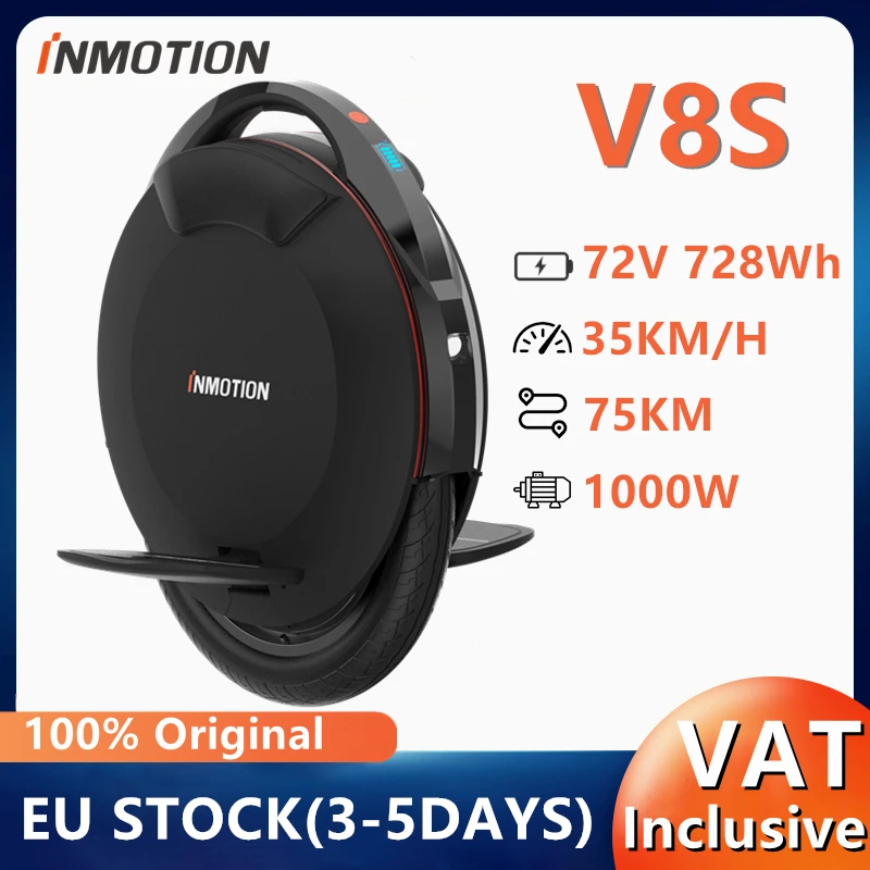 EU-Stock-INMOTION-V8S-ECU-Electric-Unicycle-72V-728Wh-1000W-Motor-35KM ...