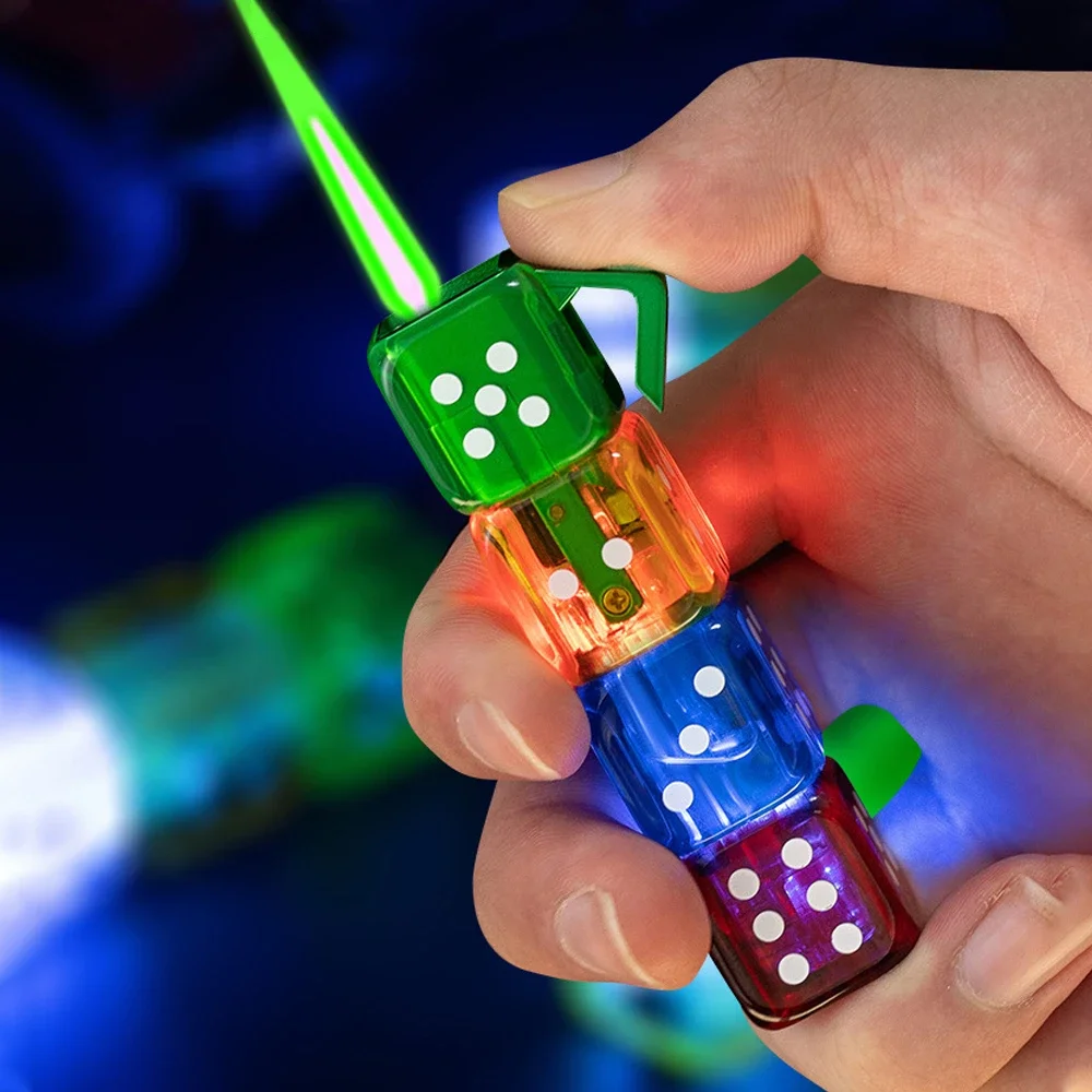 Creative-Green-Flame-Dice-Lighter-Cool-LED-Colorful-Light-Windproof ...