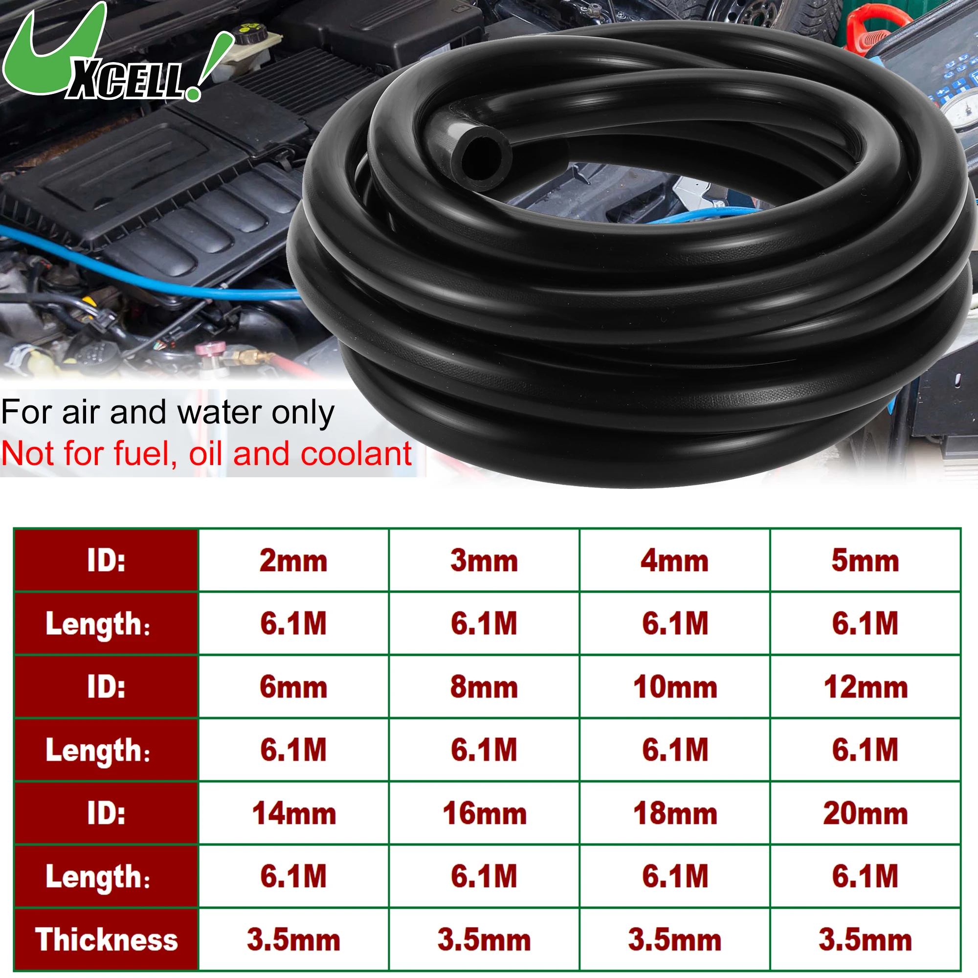 UXCELL-6-1M-Long-Silicone-Vacuum-Tubing-Hose-Engine-Car-Vacuum-Line ...