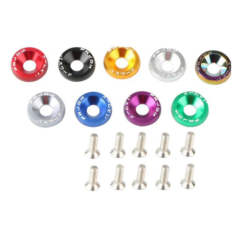 10Pcs-Universal-M6-Car-Nuts-Bolts-Stickers-Password-Fender-Washer ...