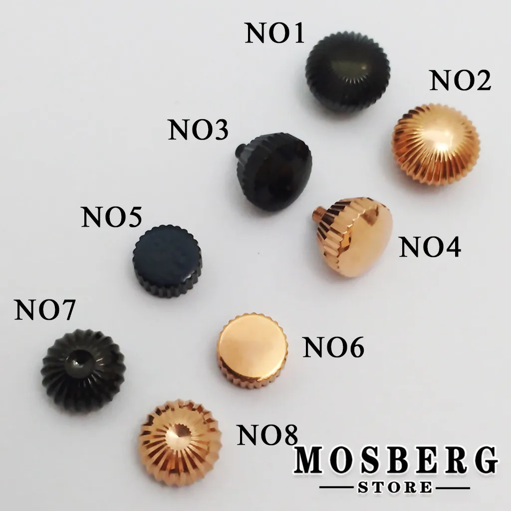 Black-Rose-Gold-Watch-Crown-Stainless-Steel-Different-Size-Fit-ETA-6497 ...