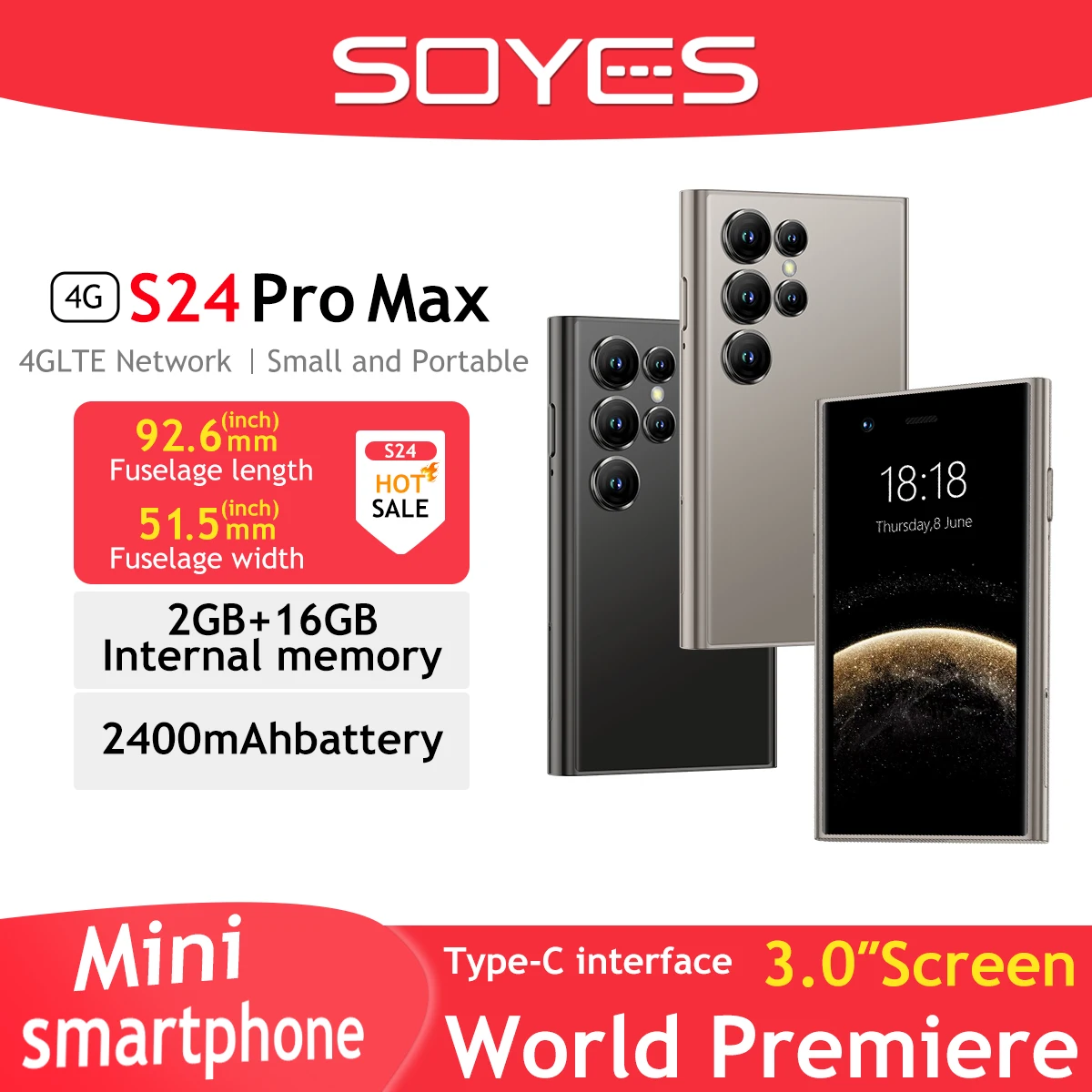 SOYES-S24-Pro-Max-4G-LTE-Mini-Smartphone-pantalla-de-3-0-pulgadas ...