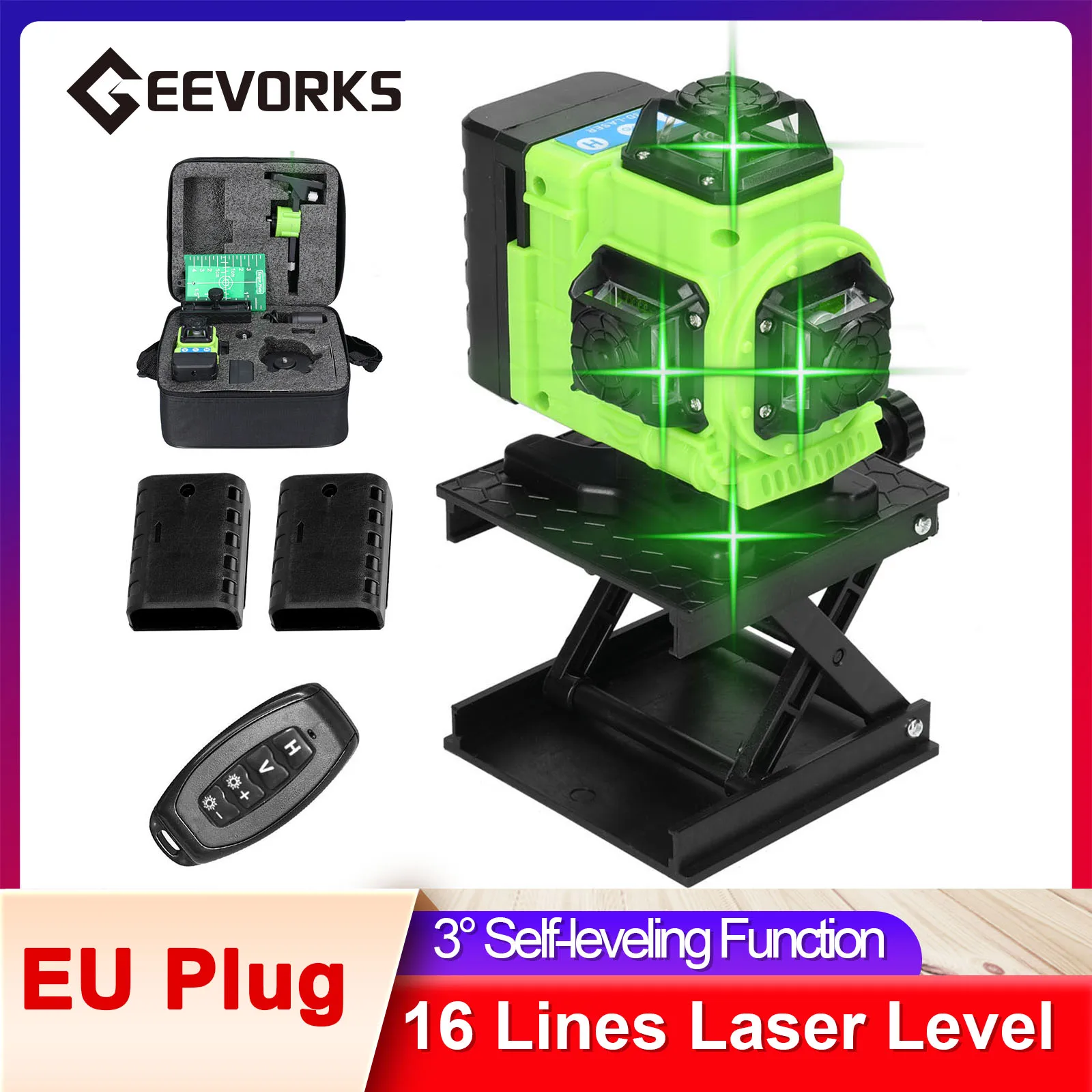 16-Lines-4D-Green-Light-Laser-Level-3-Self-leveling-Function-Leveling ...