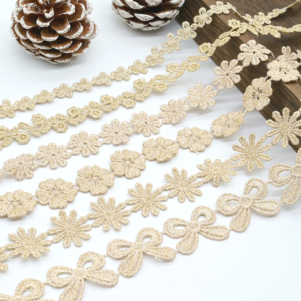 2Yards-Gold-Trim-Lace-Ribbon-Petals-Daisy-Embroidery-Golden-Ribbons ...