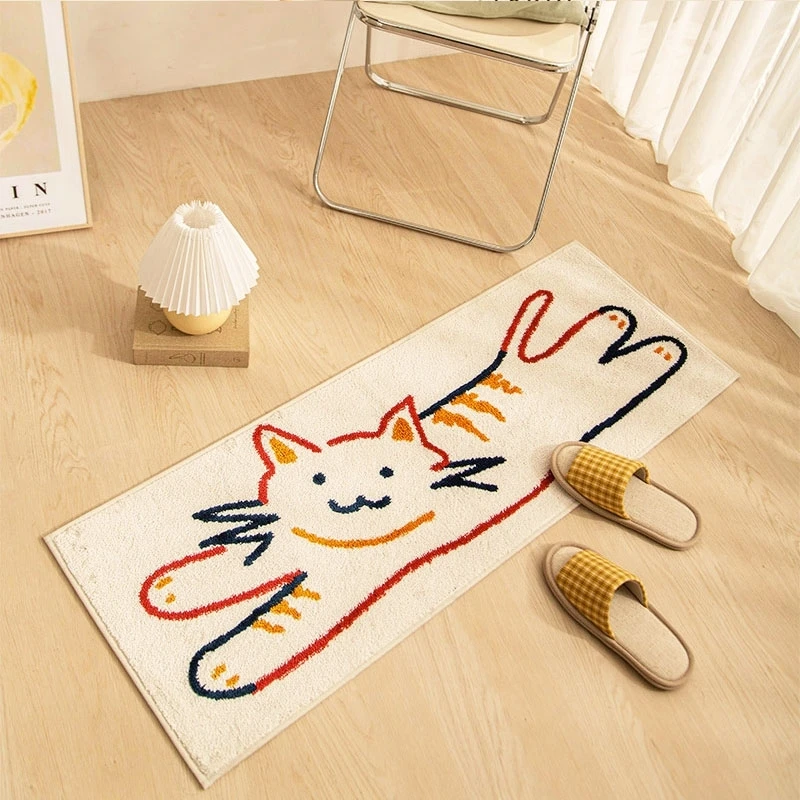 Bedside Long Carpet Cartoon Pattern Letter Cat Non-slip Carpets Living ...