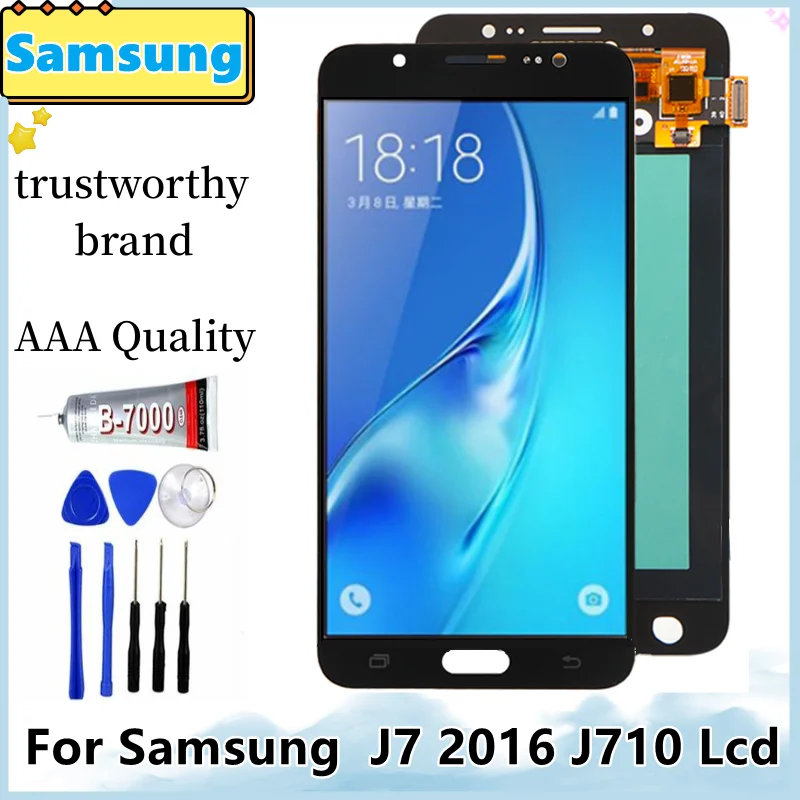 100% Tested OLED For Samsung Galaxy J7 2016 J710 LCD Display with Touch ...