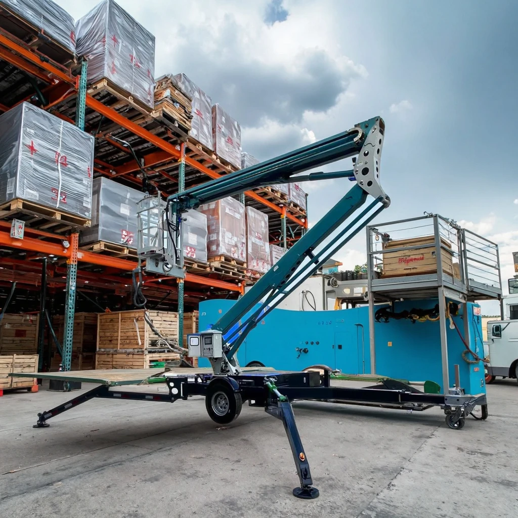 Hydraulic Aerial Work Manlifter Work Platform Towable Telescopic Boom ...