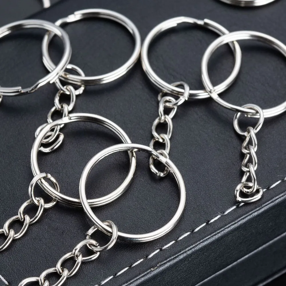 10/30/50/100Pcs Silver Metal Blank Keyring Keychain Split Ring Holder ...