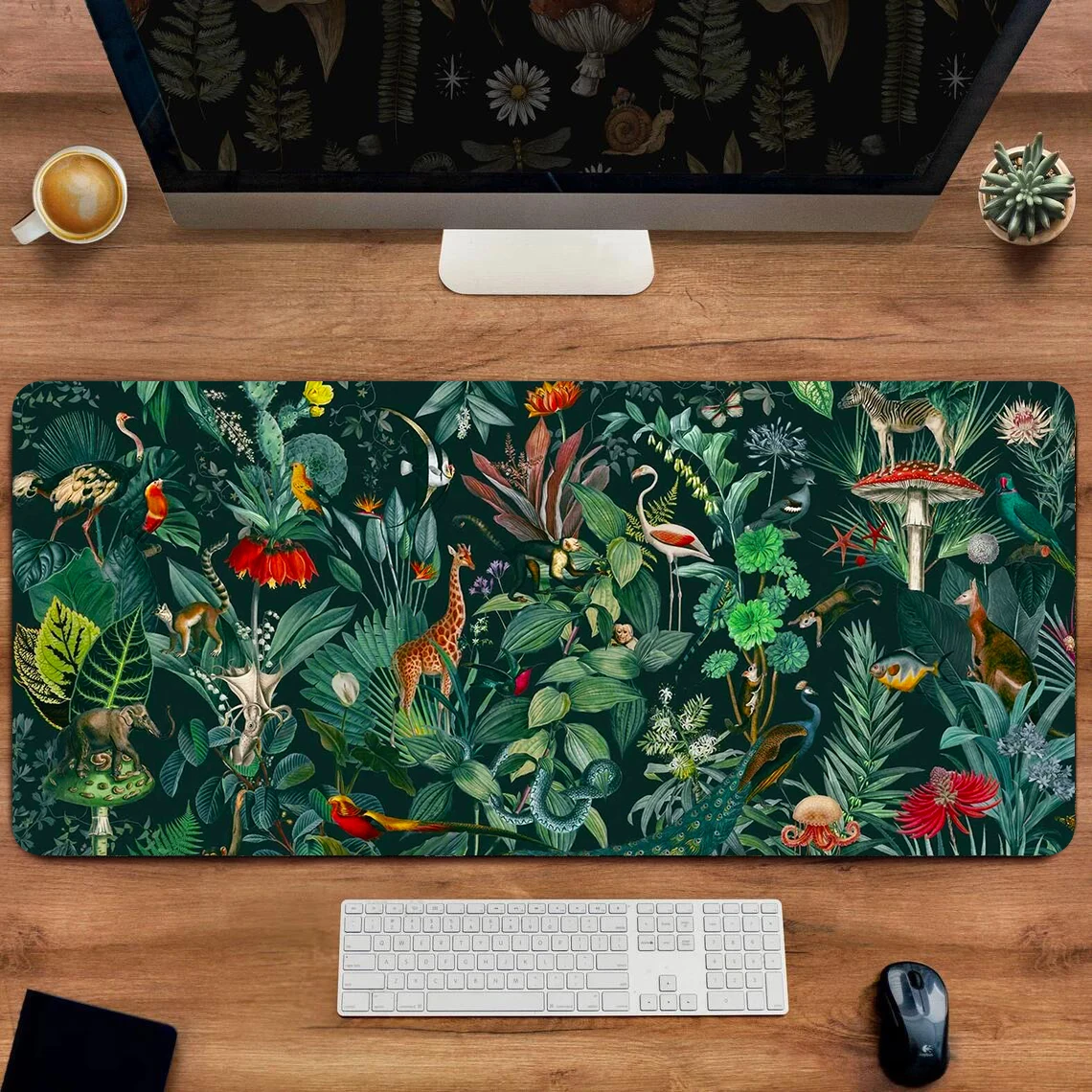 Nice Printing Plant Animal Desk Mat Vintage Aesthetic Mouse Pad Forest ...