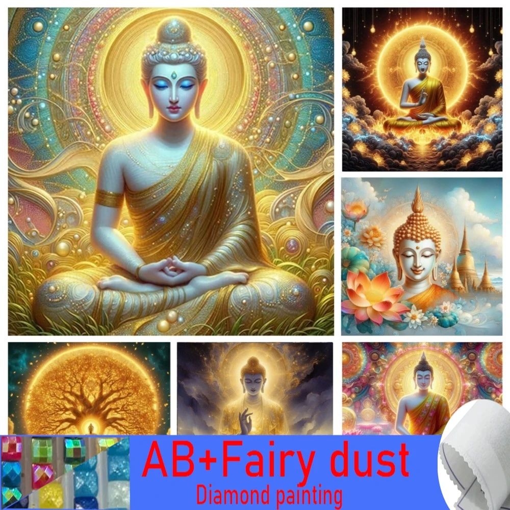 5d 120 Colors AB Fairy Dust Diamond Painting Arrival Golden Buddha Diy ...