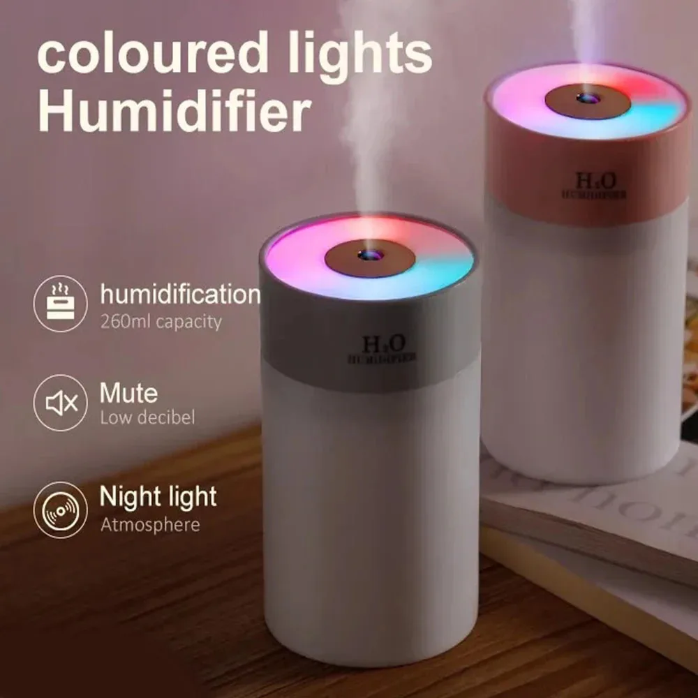260ml-Mini-White-pink-green-Ultrasonic-Air-Humidifier-Romantic-Light ...
