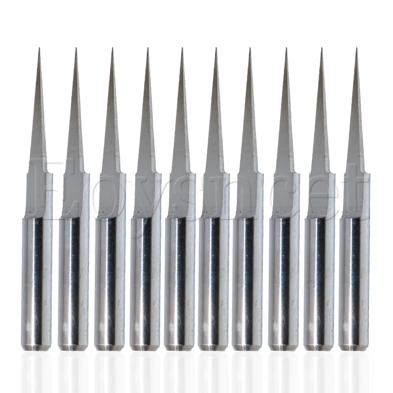 10Pcs 10 Degree 0.1mm Carbide Engraving Bits CNC Router Tool for PCB Board