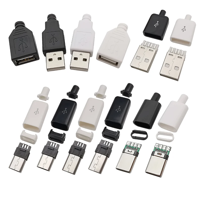 10Pcs USB Connectors Type C / Micro / USB 2.0 Type A Male Female ...