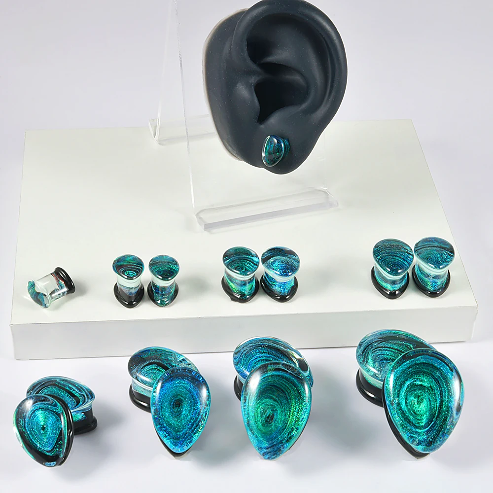 Solid-Glass-Swirl-Ear-Plugs-Earring-Ear-Tunnels-Gauges-Ear-Lobe ...