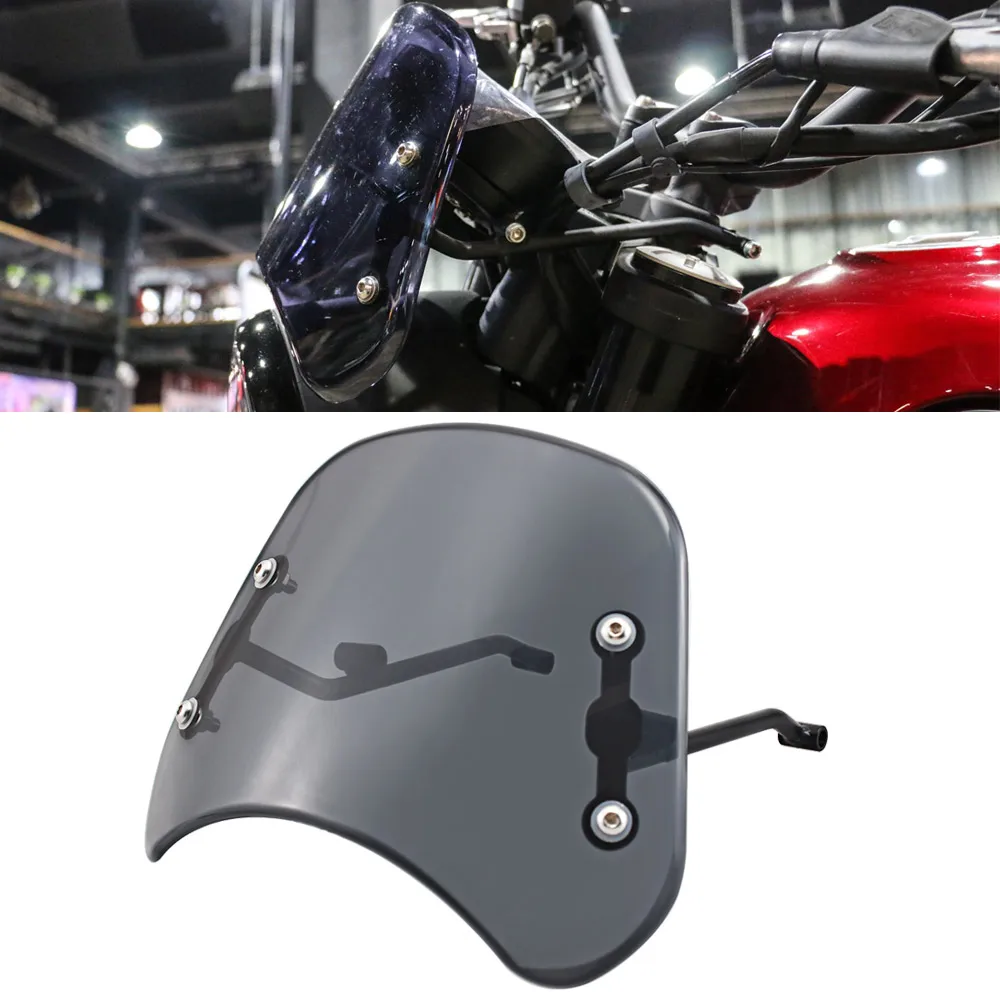 Motorcycle-Smoke-Windshield-Windscreen-With-Brackets-Wind-Deflector ...