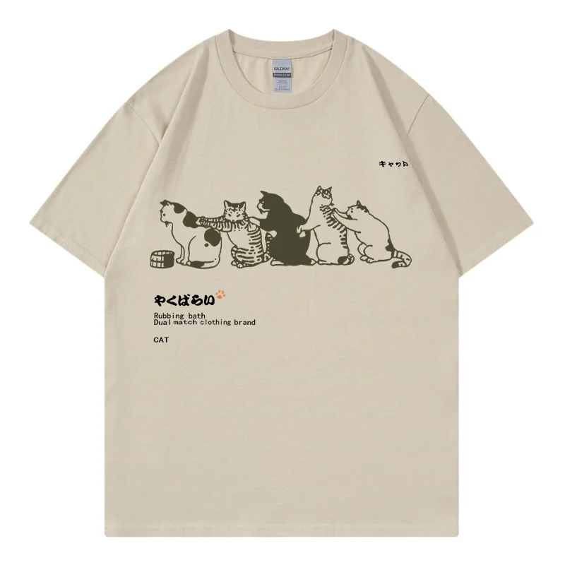 Men-T-Shirt-Hip-Hop-Streetwear-Japanese-Kanji-Harajuku-Funny-Cat-T ...