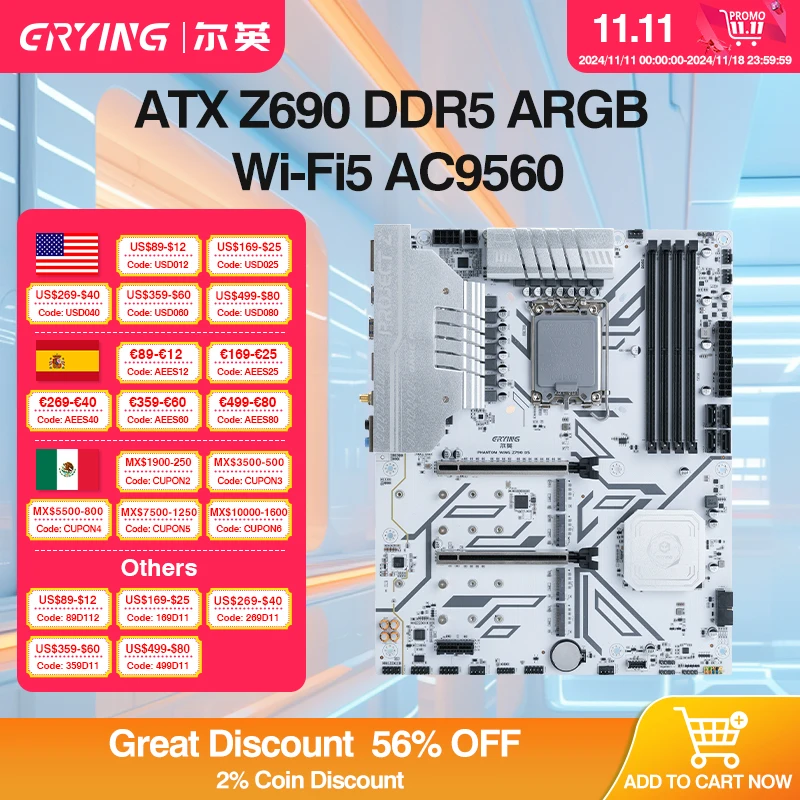 ERYING-Z690-DDR5-Wi-Fi5-AC9560-Motherboard-LGA1700-Mainboard-ATX-ARGB ...