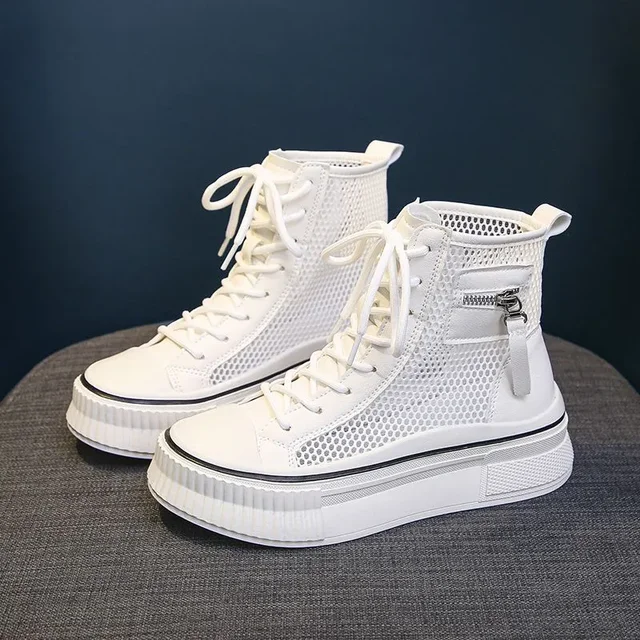 Summer High Top Women's Shoes Knee High Boots Side Zipper Flats ...