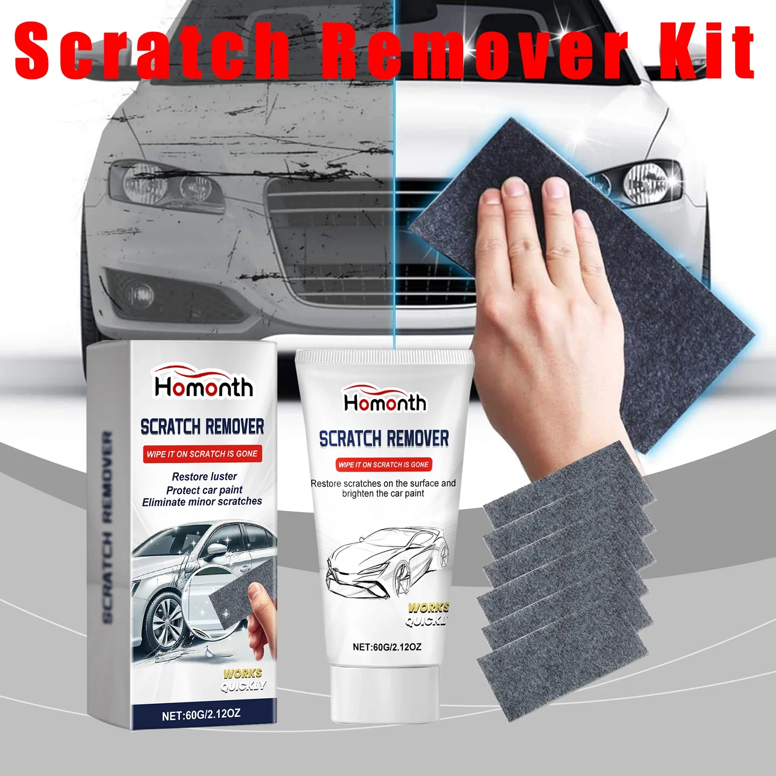 60g Car Scratch Remover Nano Flash Cloth Kit Auto Compound Polishing ...