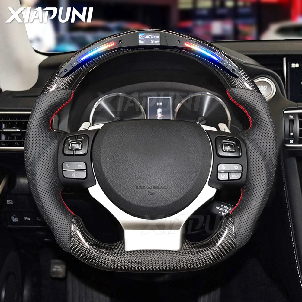 Volante-LED-Fit-para-Lexus-RCF-2013-2022-100-de-fibra-de-carbono-couro ...