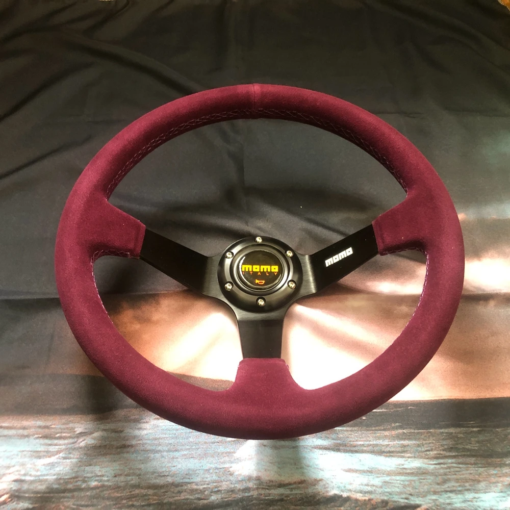Drift-Volante-Universal-de-carreras-MOMO-14-pulgadas-JDM-gamuza-Claret ...