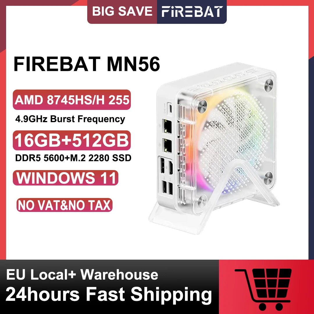 Mini PC FIREBAT MN56 AMD R7-8745HS H 255 Mini PC Gamer Colorido 16GB ...