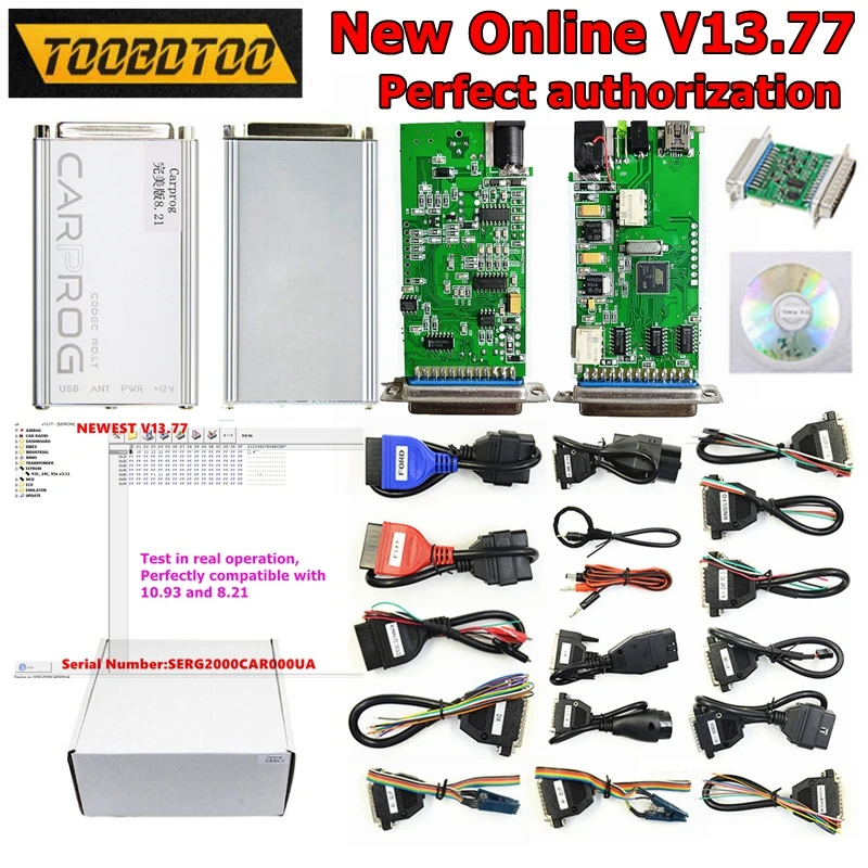 CARPROG Programmeur de réglage de puce ECU, prog de voiture V8.21, V10.93, parfaitement ...