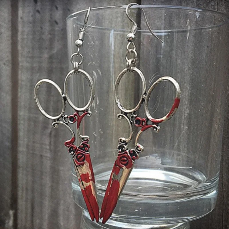 Halloween-Horror-Bloodstained-Scissors-Machado-Pingente-Dangle-Brincos ...