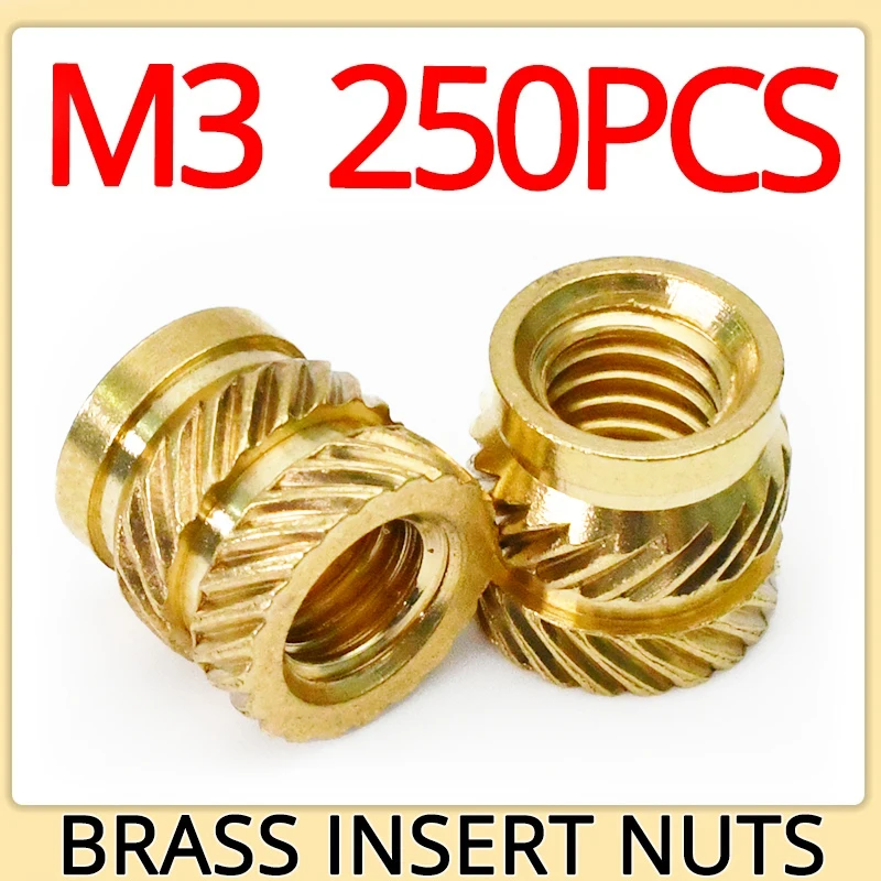250pcs-M3-Insert-Brass-Nut-Hot-Melt-Knurled-Thread-Heat-Embedment ...