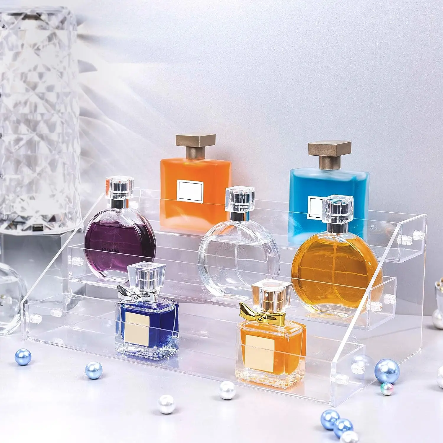 2Pcs-3-Tier-Acrylic-Display-Stand-Set-Large-Capacity-Clear-Perfume ...