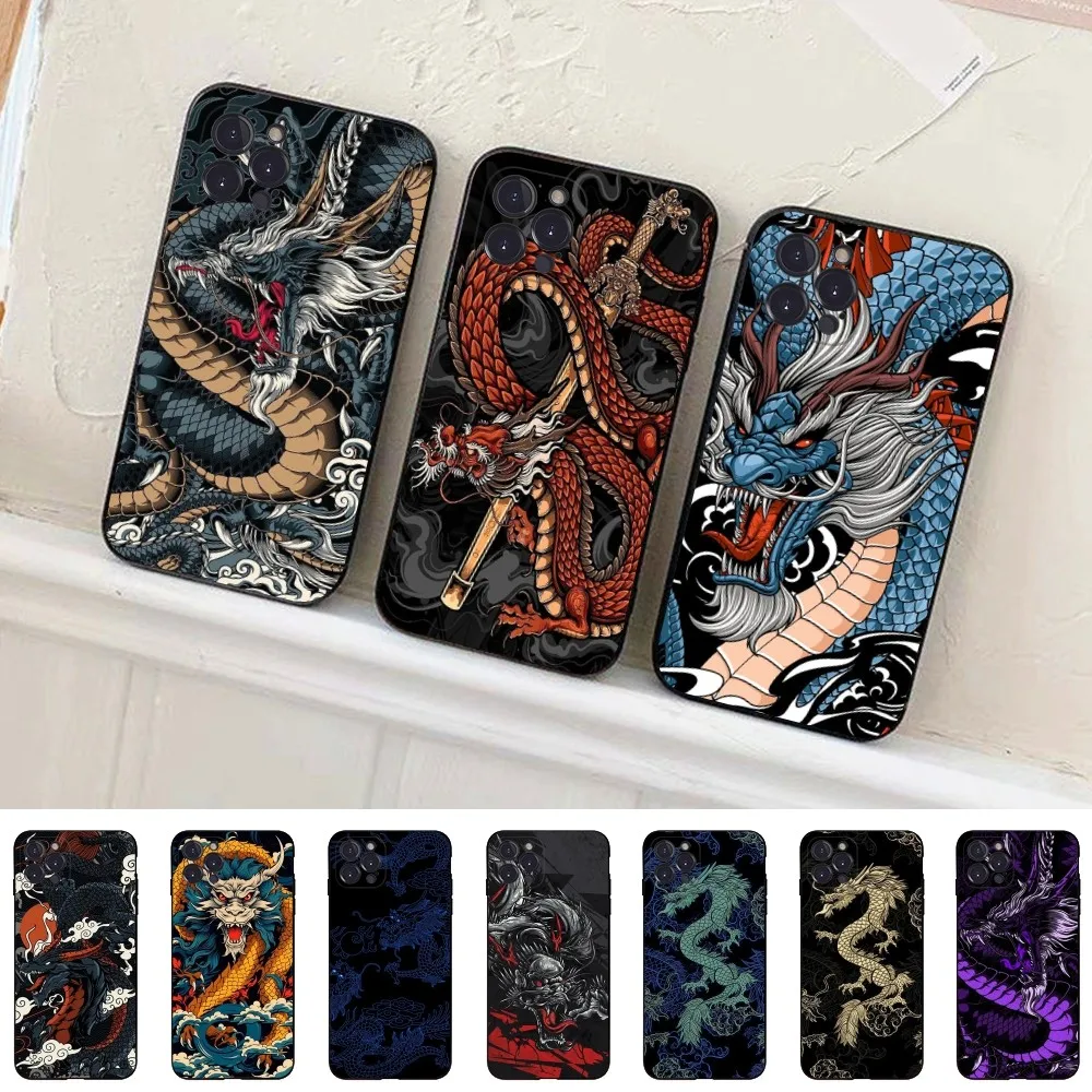 Dragon-Pattern-Phone-Case-For-iPhone-15-14-11-12-13-Mini-Pro-XS-Max ...