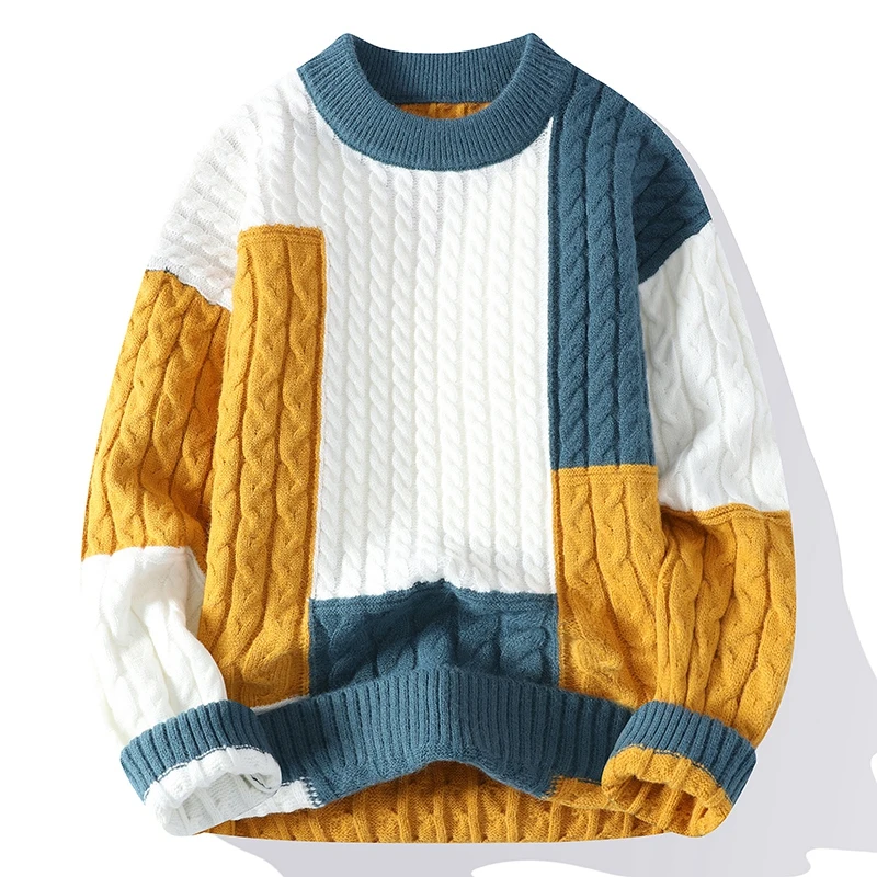 New-Spring-Winter-Fashion-Patchwork-Loose-Sweater-Men-Streetwear-High ...
