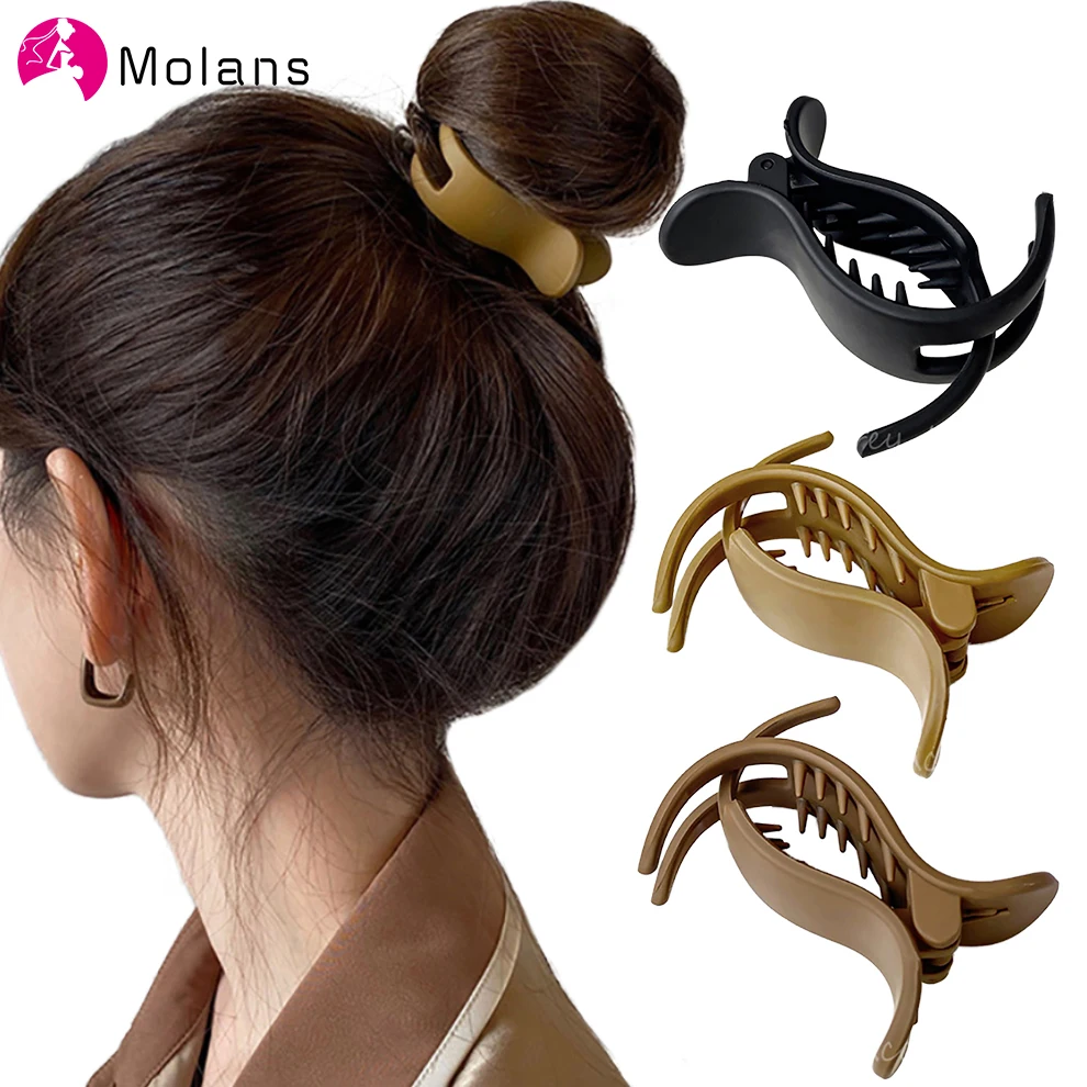 Molans-Solid-Color-Hair-Claw-For-Women-New-Simple-Ponytail-Hair-Grip ...