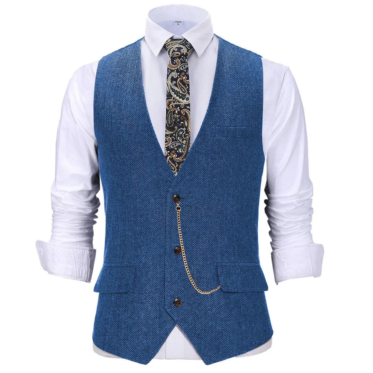 V-Neck-Style-Men-s-Suits-Vest-Herringbone-Wool-Classical-Causal-Slim ...