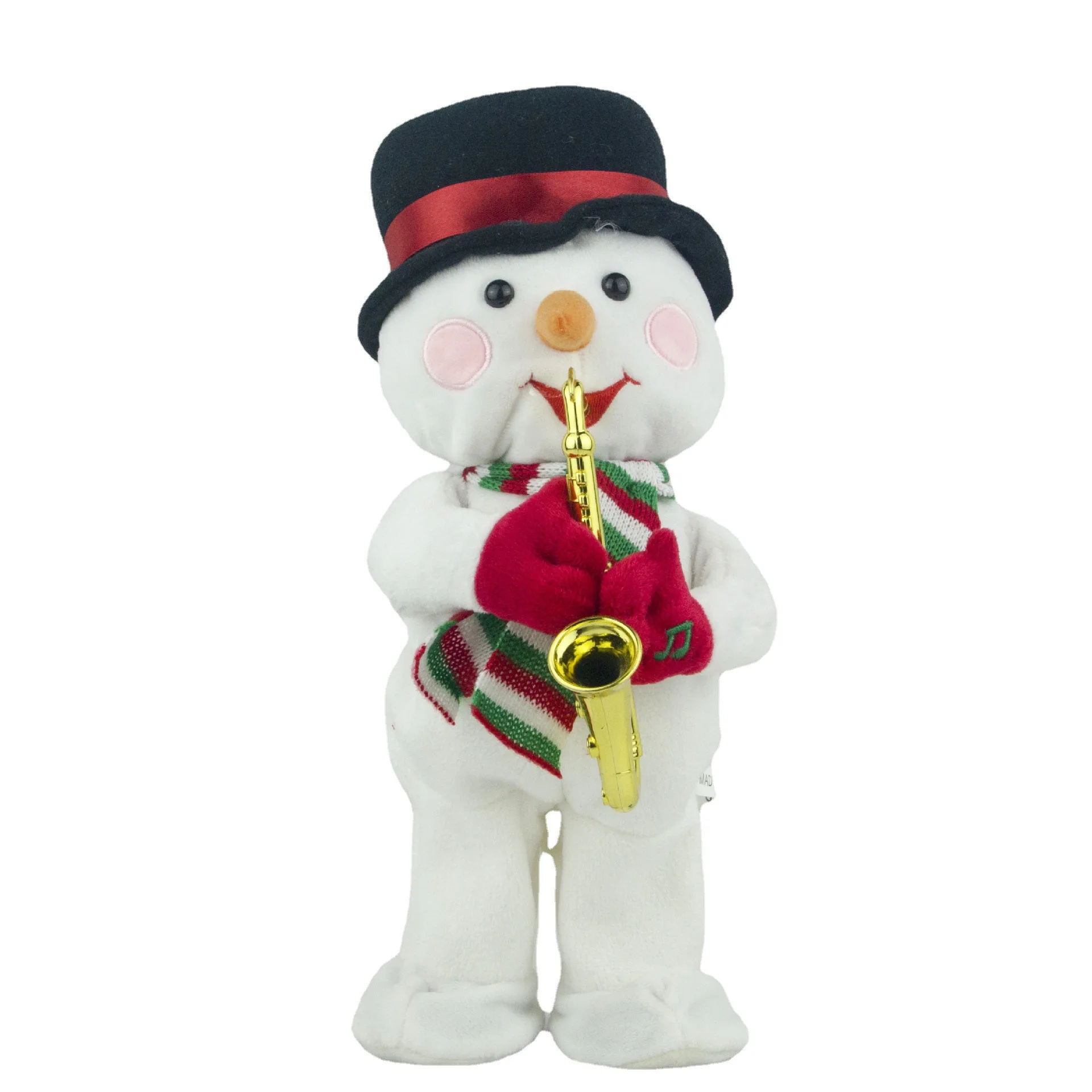 Electric plush toy Santa Claus plays saxophone reindeer snowman sing ...