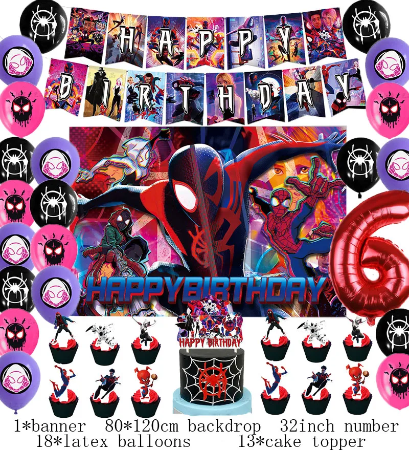 Decoración de fiesta de cumpleaños de Spider Man:Across the Spider ...