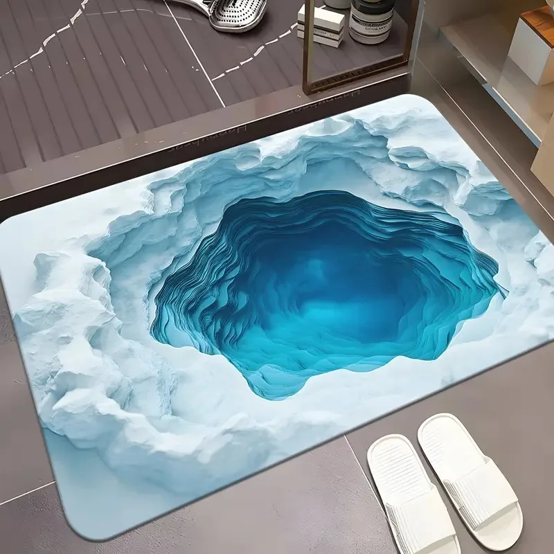 3D Stereo Effect Lava Ice Cave Realistic Design Carpet Mat Rug Home ...