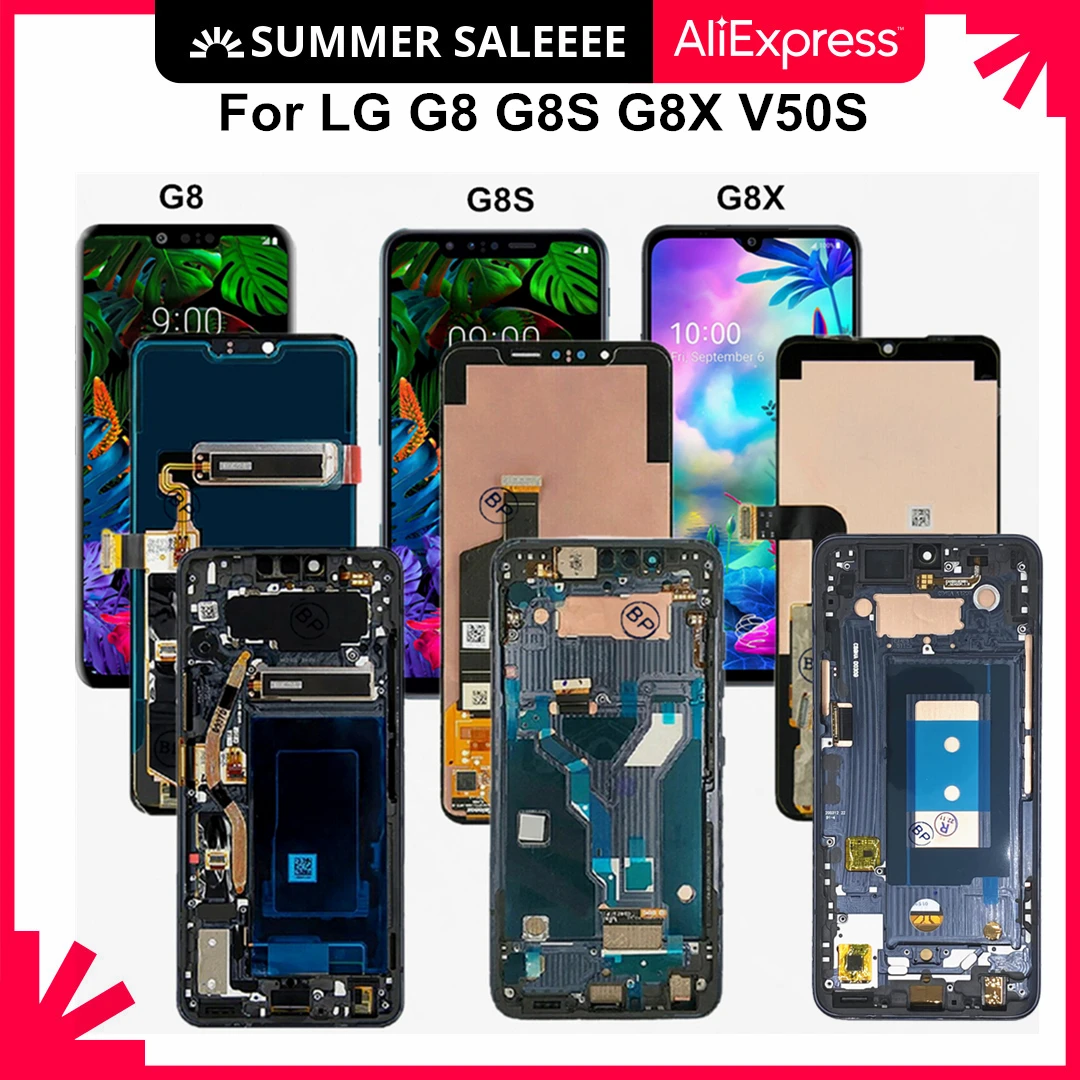 OEM OLED LCD 디스플레이 터치 스크린 디지타이저 어셈블리, LG V50S LCD 디스플레이 스크린 교체, LG G8S ThinQ G8X 용 프레임 포함|휴대폰 ...