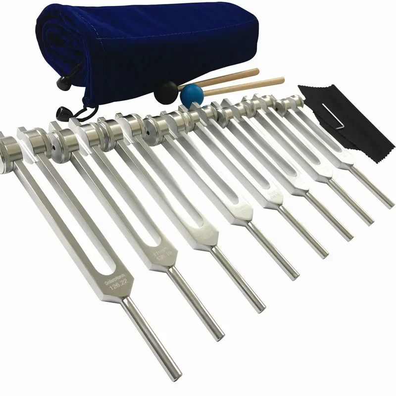 Aluminum-Alloy-Chakra-Diapasons-Silver-Tuning-Fork-Set-Professional ...