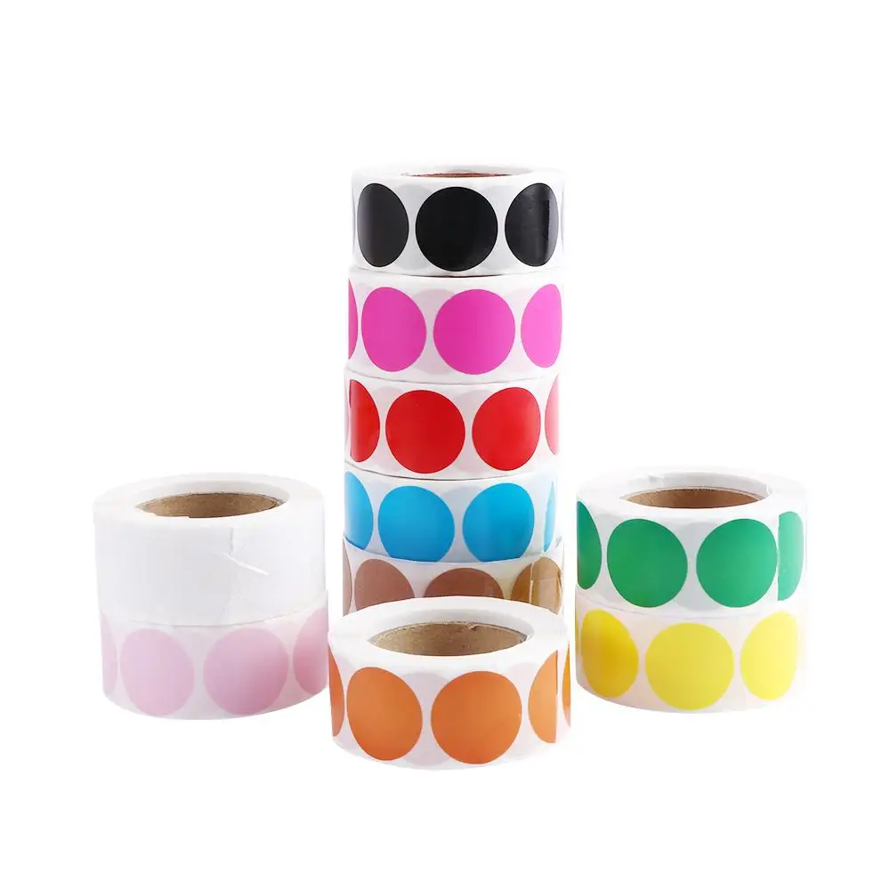 White code Round Stationery 1 Inch 500 Pcs /Roll Color Labels Stickers ...