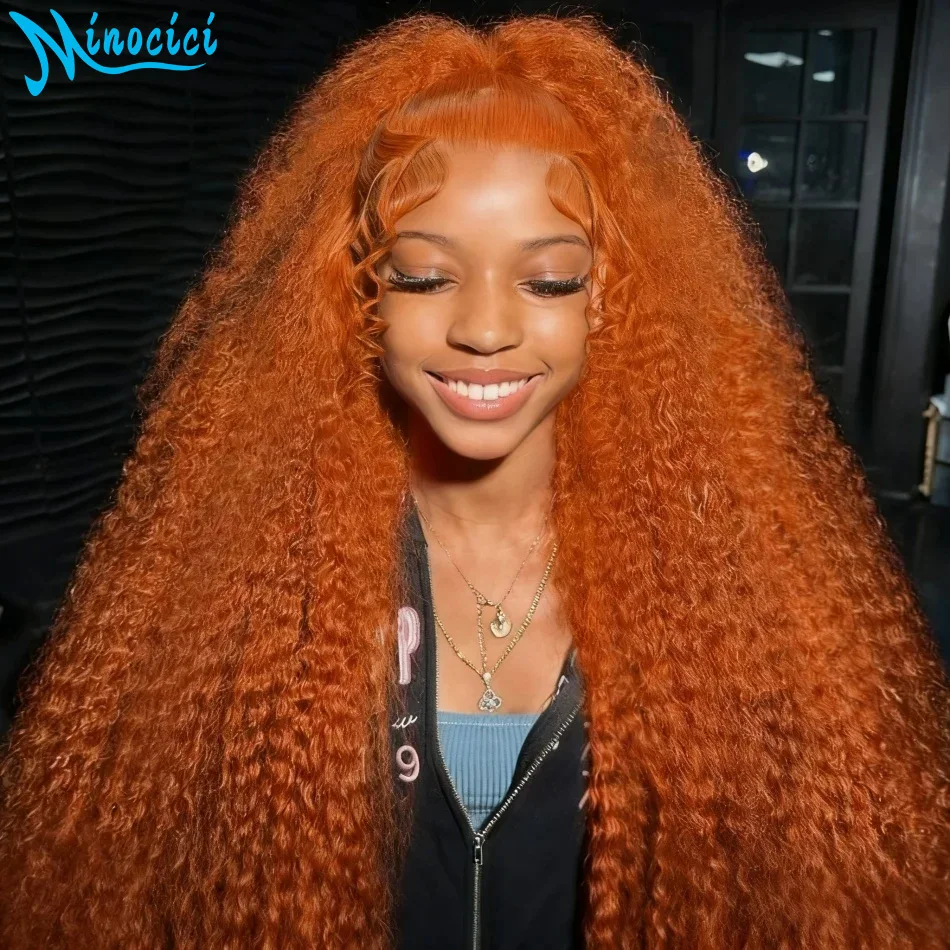 Deep Wave Human Hair Wig Ginger Orange 13X6 Hd Lace Frontal Wigs 100% ...