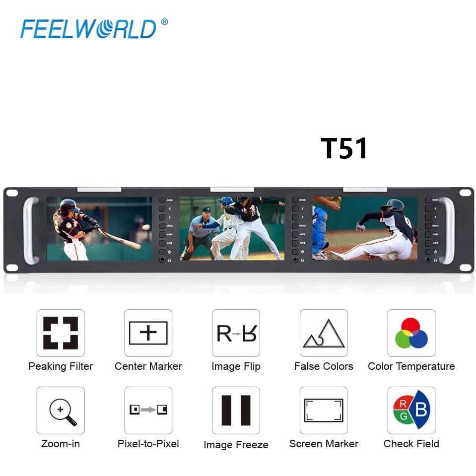 FEELWORLD-T51-Triple-5-Inch-2RU-Broadcast-SDI-Rack-Mount-Monitor-LCD ...