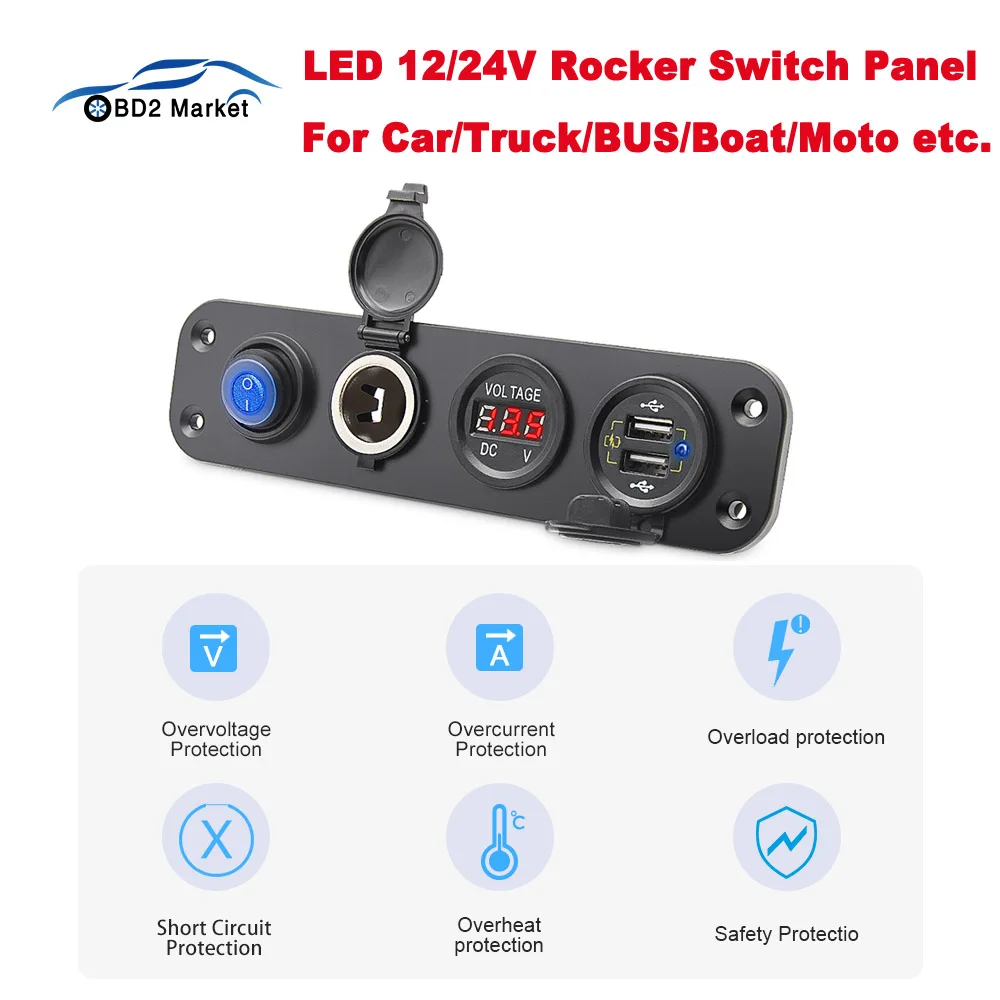 Led 12/24v Rocker Switch Panel For Car/yacht/truck/rv/bus/motorcycle ...