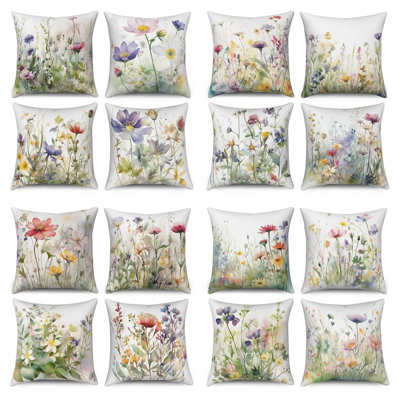 Taie-d-oreiller-motif-floral-d-interconnexion-housse-de-coussin-carr-e ...