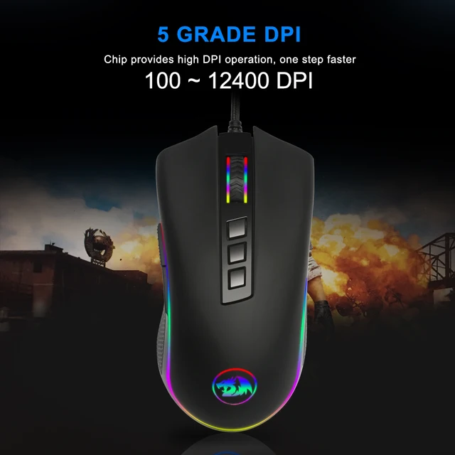 REDRAGON COBRA M711 RGB USB Wired Gaming Mouse 12400 DPI 9 buttons mice ...