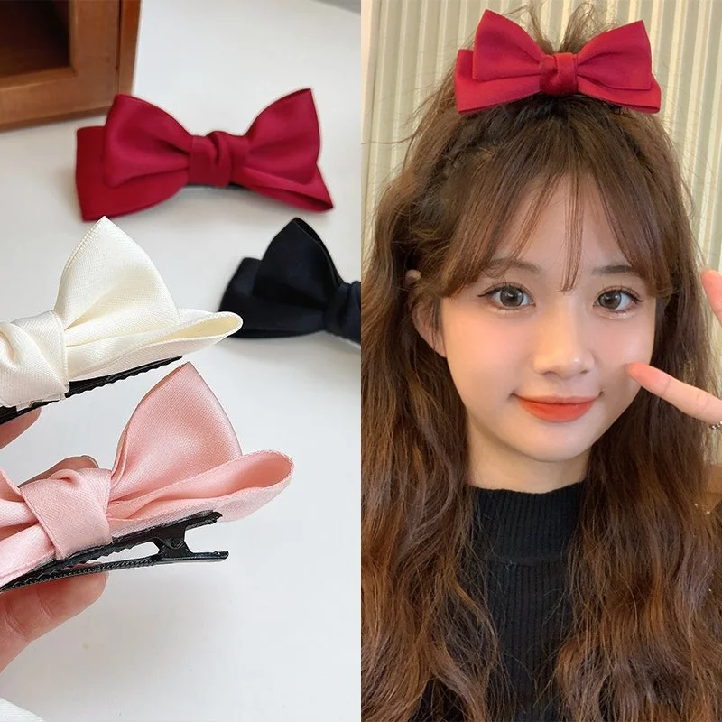 3D Red Bow Hair Pins Cute Princess Hair Clips Ribbon Women Fashion Hair ...