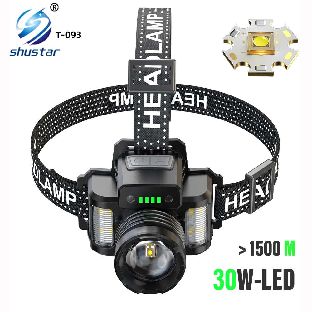 Rechargeable High-power Fishing Led Headlamp Headlight With 30w Lamp ...